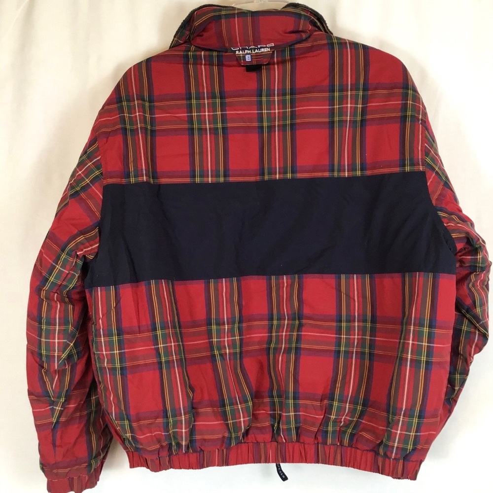 Chaps Ralph Lauren Red Plaid Puffer Bomber Jacket - Gem